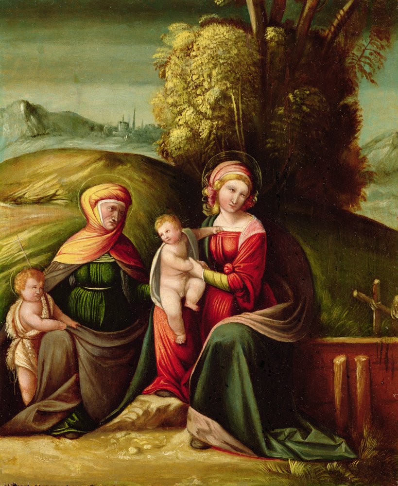 Die Jungfrau und das Kind mit der Heiligen Elisabeth und dem Heiligen Johannes in einer Landschaft